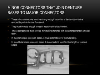 MAJOR CONNECTORS AND MINOR CONNECTORS IN RPD - Dr Prathibha Prasad | PPTX