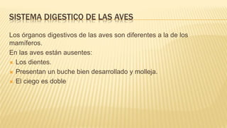 Sistema digestivos de las aves | PPTX