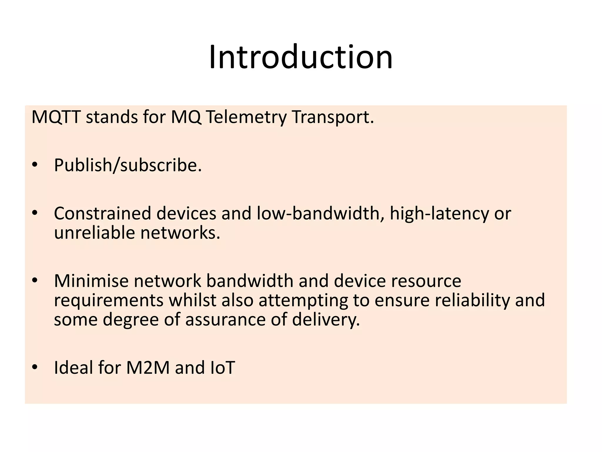 Introduction To Mq Telemetry Transport Mqtt Pptx Computer Networking Computing