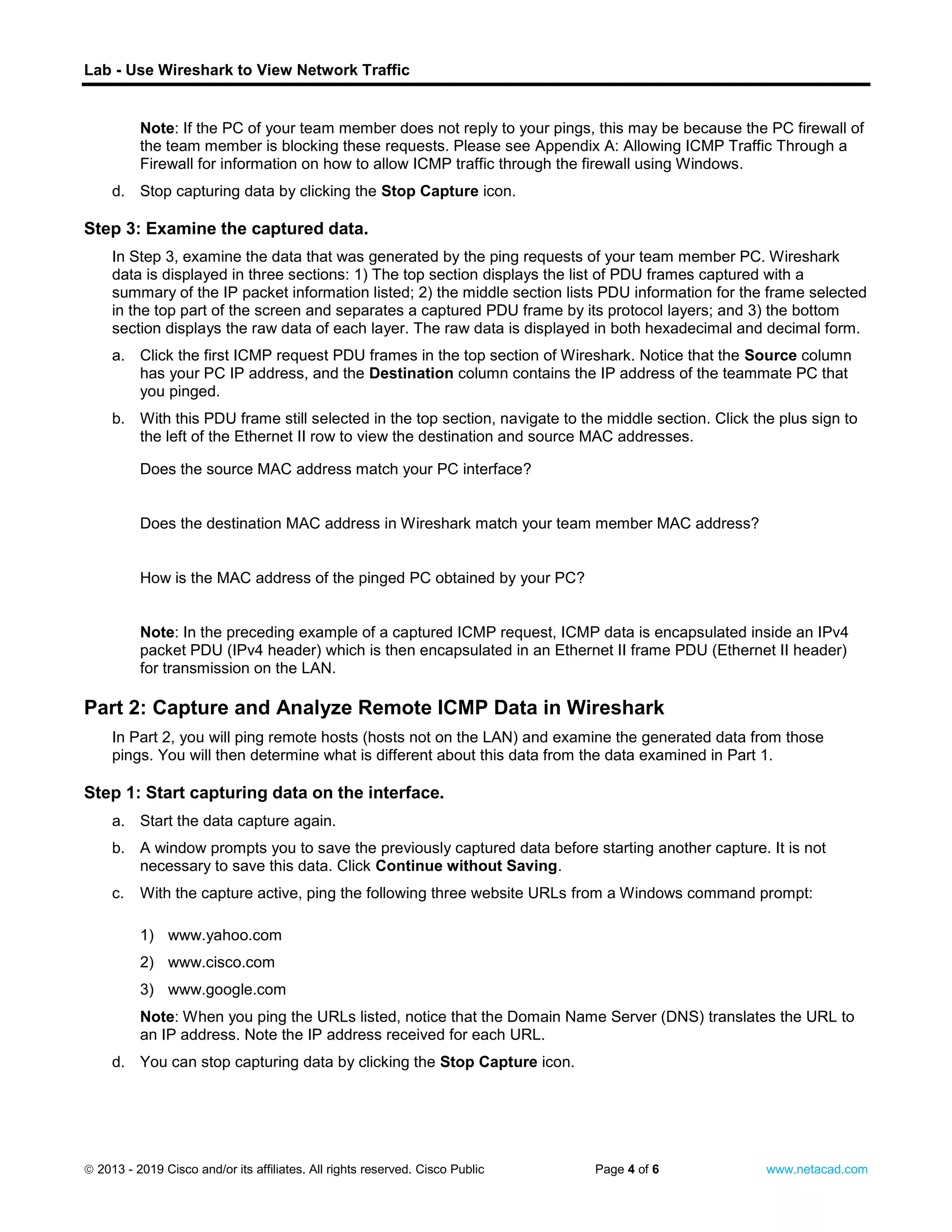 3.7.10 Lab Use Wireshark to View Network Traffic | PDF