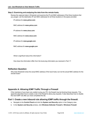 3.7.10 Lab Use Wireshark to View Network Traffic | PDF