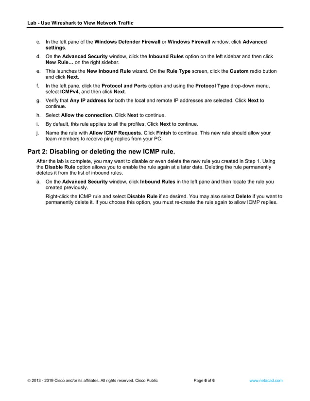 3710 Lab Use Wireshark To View Network Traffic Pdf Computer Networking Computing