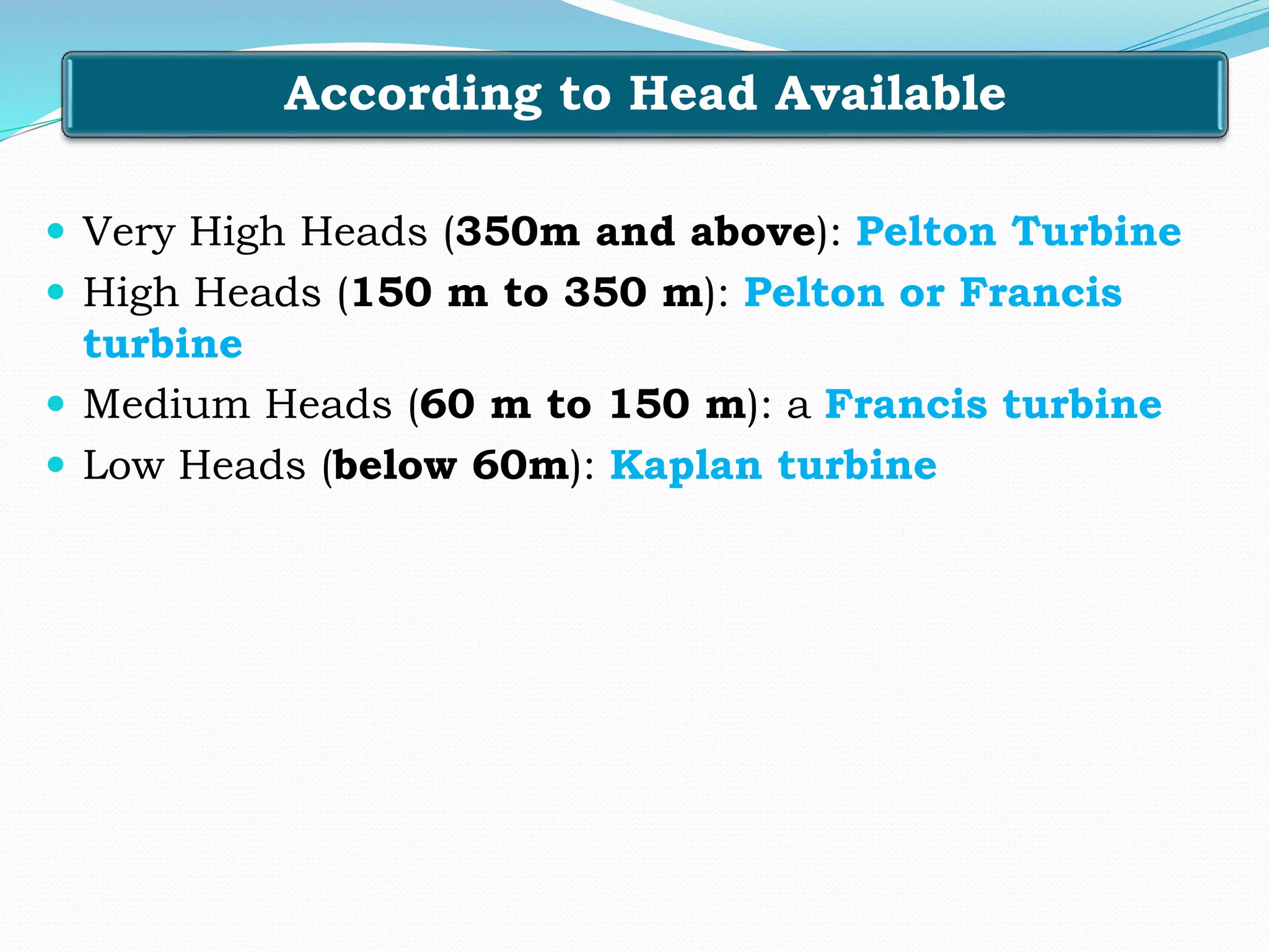 Classification of Turbines | PPTX