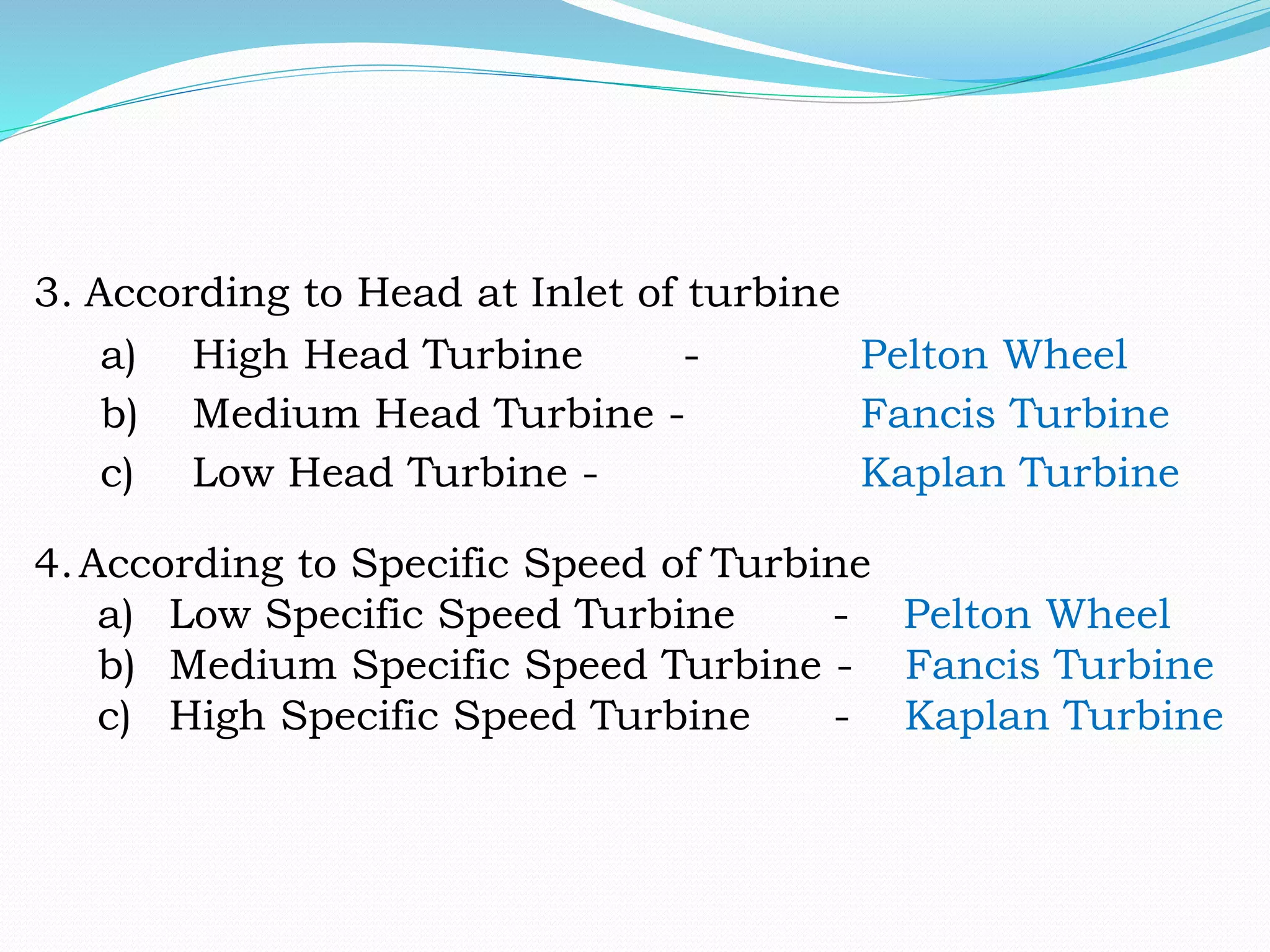Classification of Turbines | PPTX
