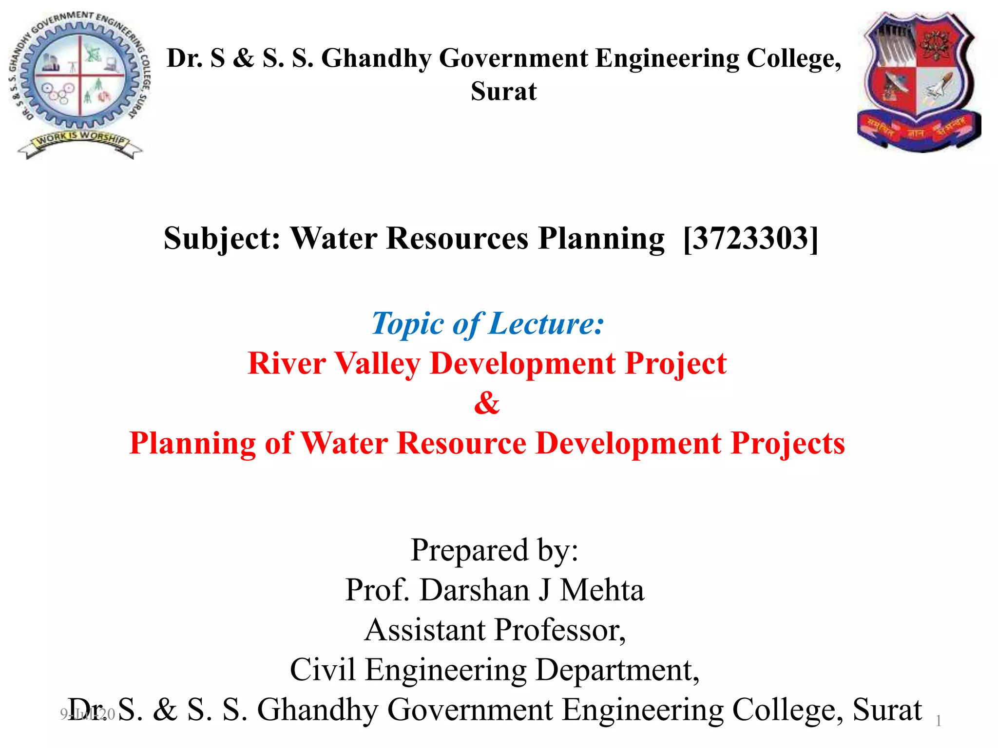Planning of Water Resource Planning Projects | PPTX