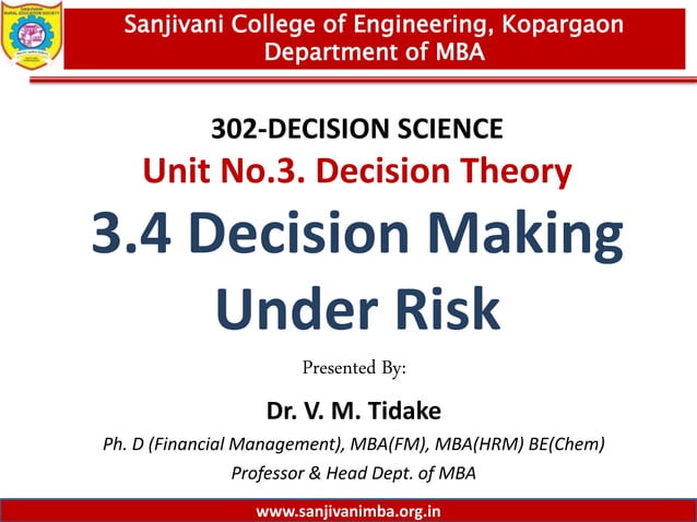 3.4 decision making under risk | PPT