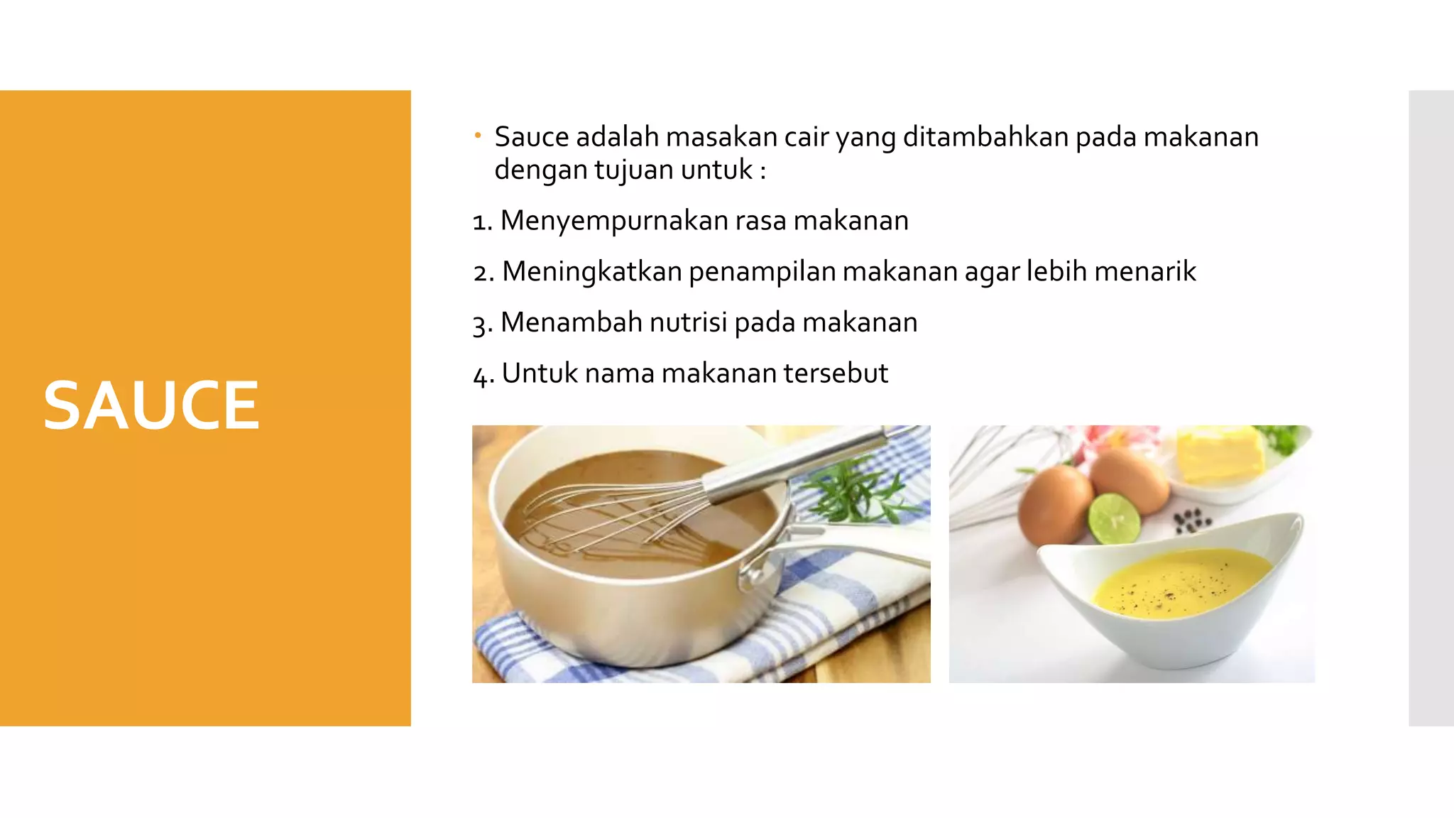 3.2. menganalisis saos dasar (mother sauce) dan turunannya | PPTX