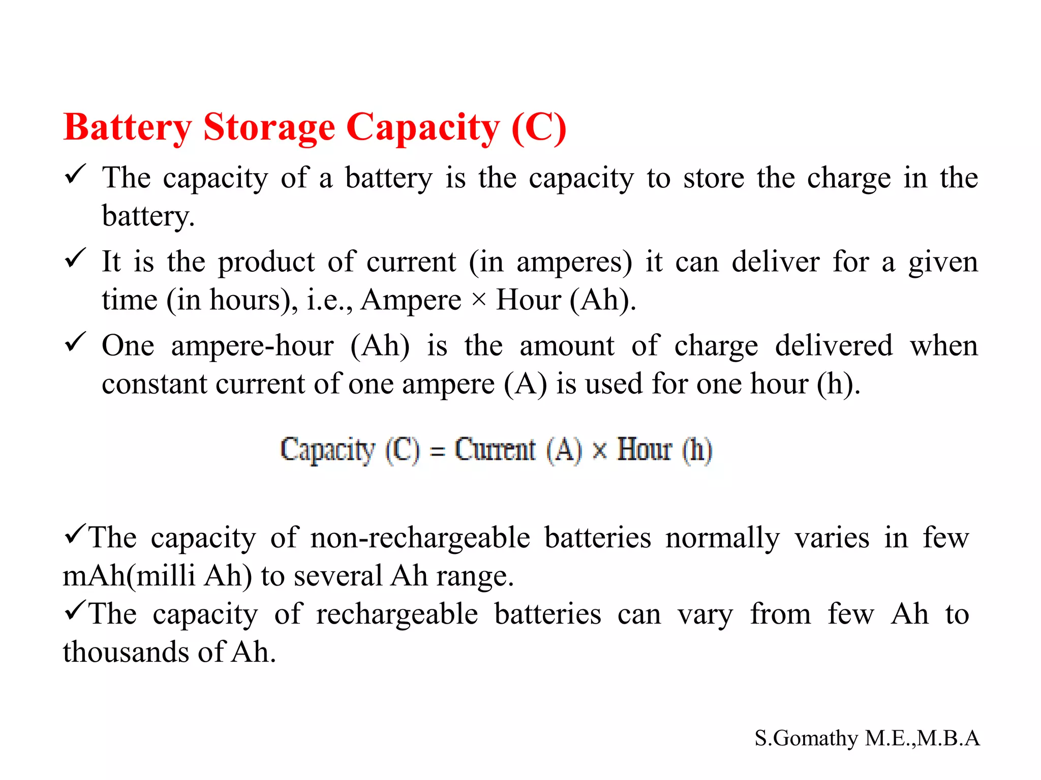 Parameters of batteries | PDF