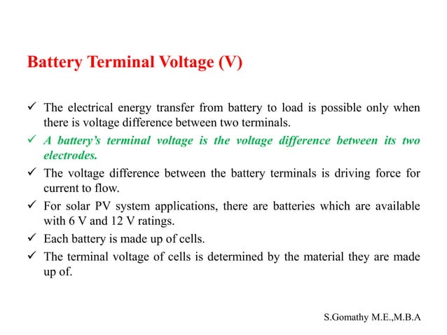 Parameters of batteries | PDF