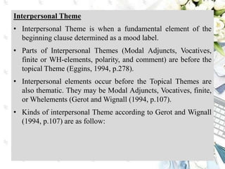 SYSTEMIC FUNCTIONAL LINGUISTICS: TEXTUAL MEANINGS | PPT