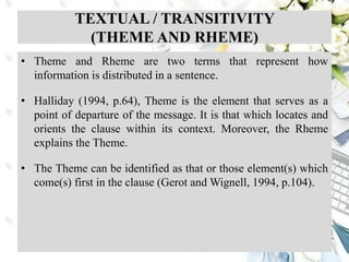 SYSTEMIC FUNCTIONAL LINGUISTICS: TEXTUAL MEANINGS | PPT