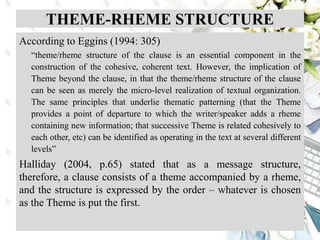 SYSTEMIC FUNCTIONAL LINGUISTICS: TEXTUAL MEANINGS | PPT