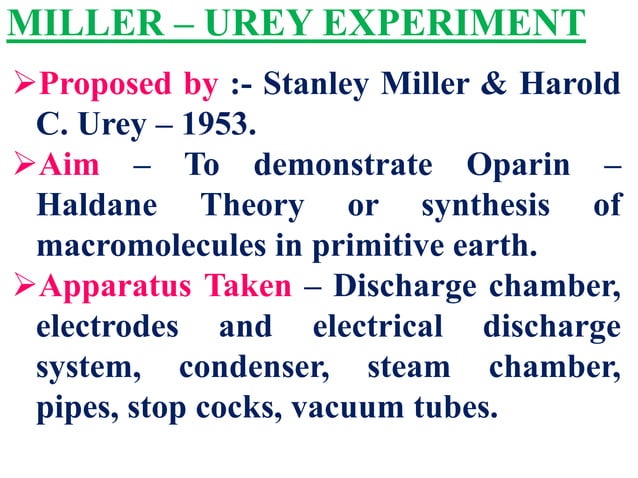 Miller Urey Experiment | PPT Miller Urey Experiment | PPT