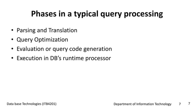 Query processing | PPTX | Databases | Computer Software and Applications