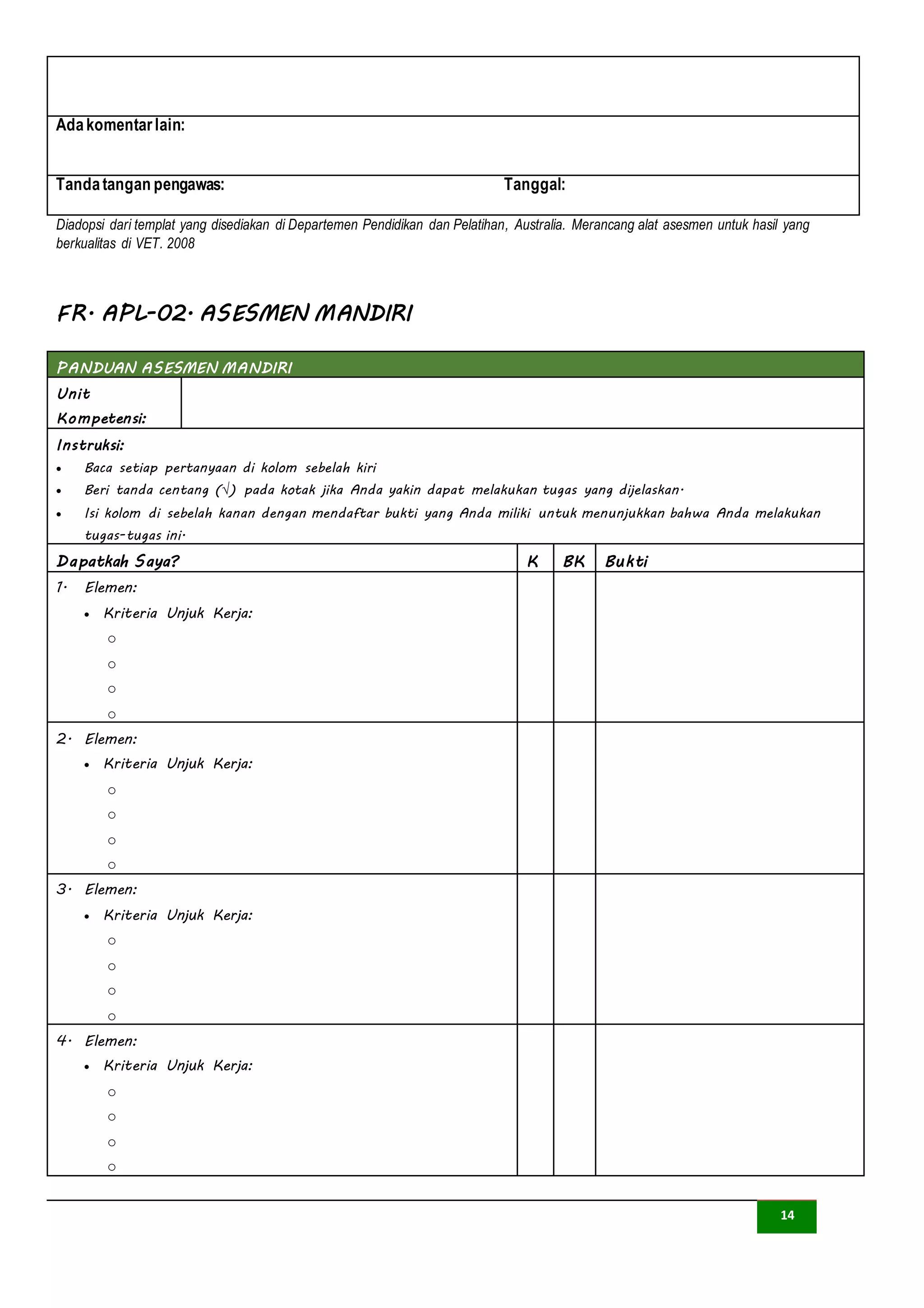 Lampiran Formulir Merencanakan AP Asesmen | DOCX