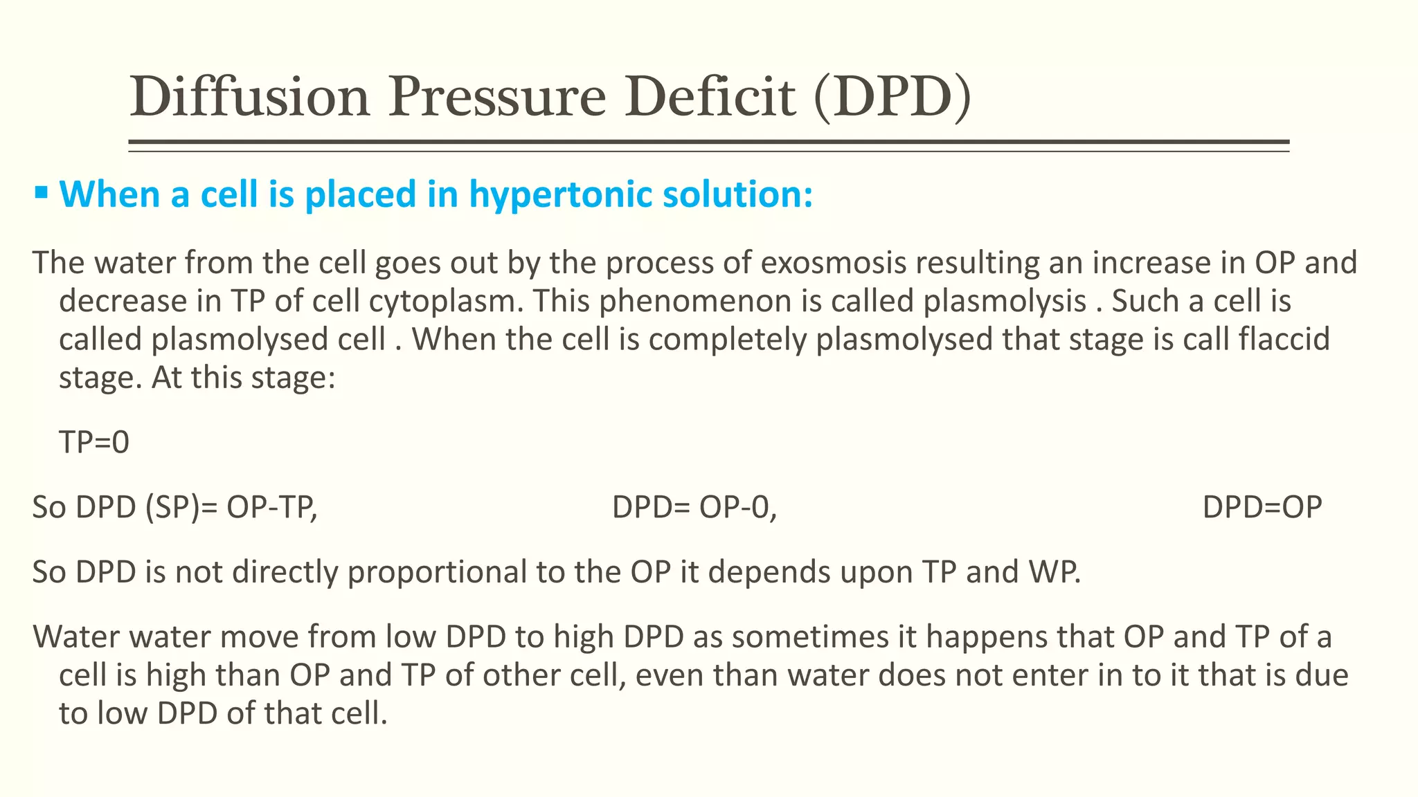 DPD, Water potential, Plasmolyses & Imbibition | PPTX
