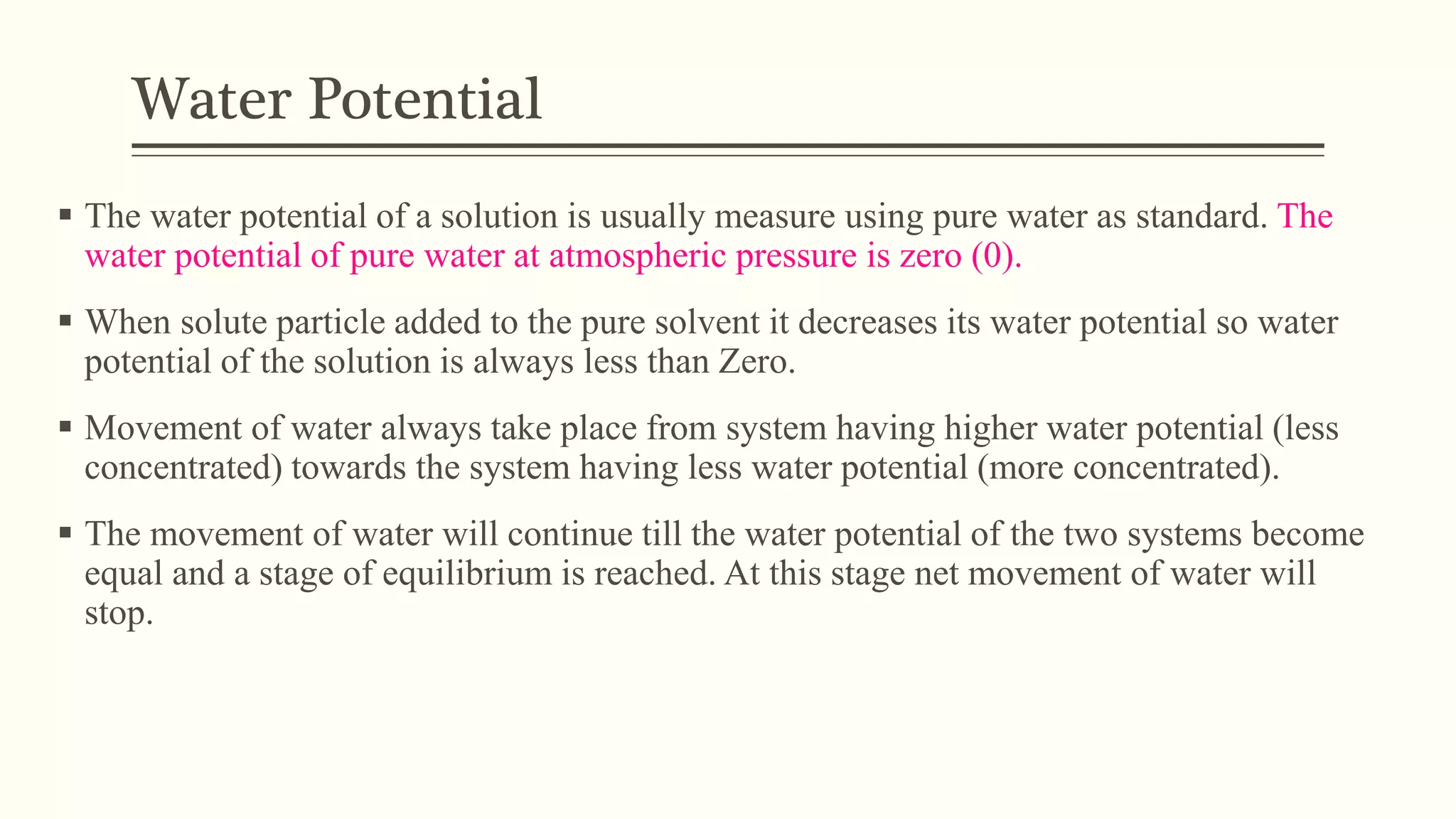 DPD, Water potential, Plasmolyses & Imbibition | PPTX