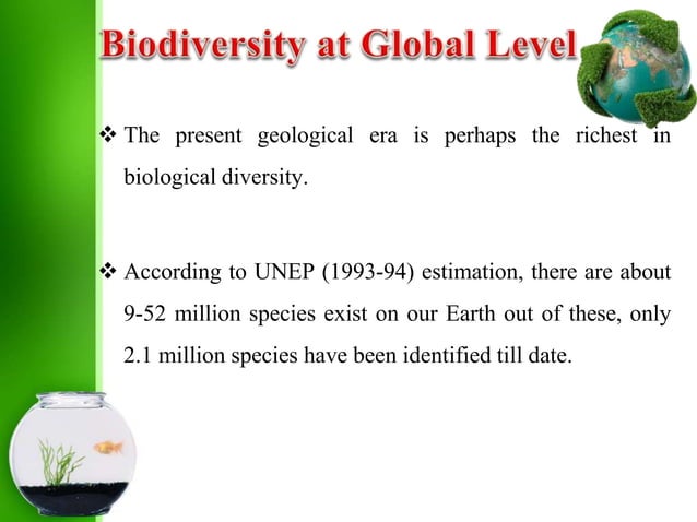 Biodiversity at global, national & local level and Types of Species ...