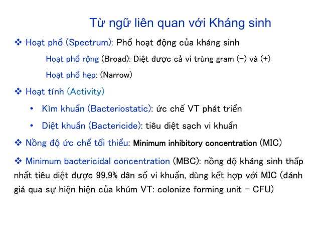 Khái niệm cơ bản về kháng sinh - 2019 - Đại học Y dược TPHCM | PPTX