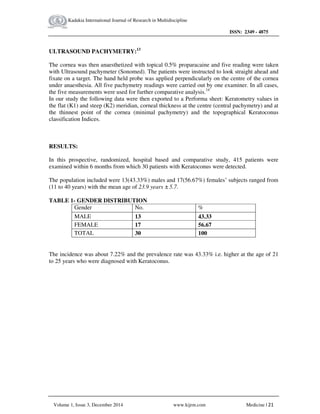 EVALUATION OF ANTERIOR SEGMENT IMAGING TECHNIQUES IN DIAGNOSIS OF KERATOCONUS | PDF
