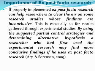 Research Method - Ex Post Facto Research | PPTX