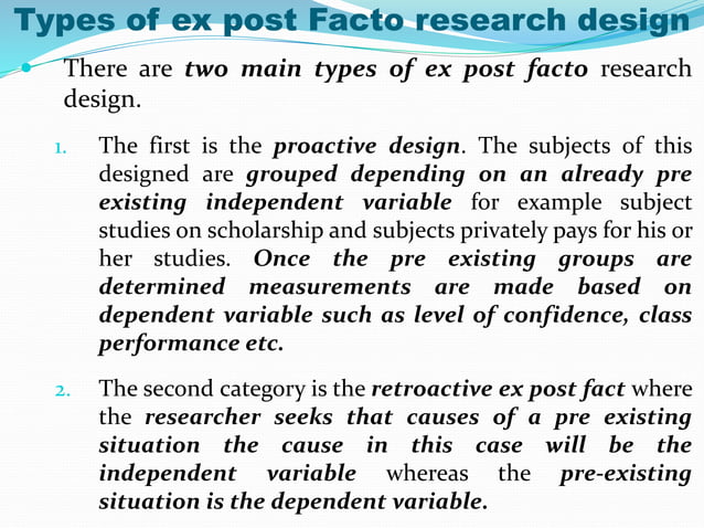 Research Method - Ex Post Facto Research | PPTX | Postgraduate ...