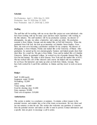 Short Film Proposal for Tyler Perry Studios | DOCX