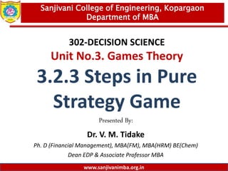 3.2.3 steps in pure strategy game | PPTX