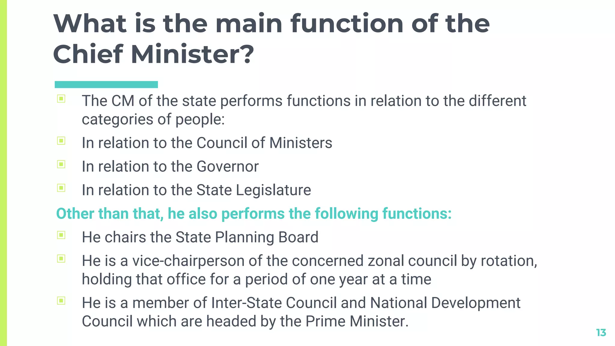 Chief Minister and Council of Ministers | PPTX