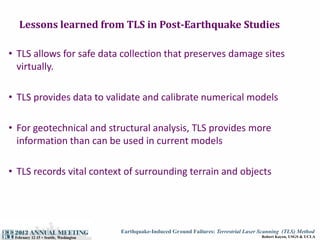Terrestrial Laser Scanning (TLS) Method - Robert Kayen | PPT