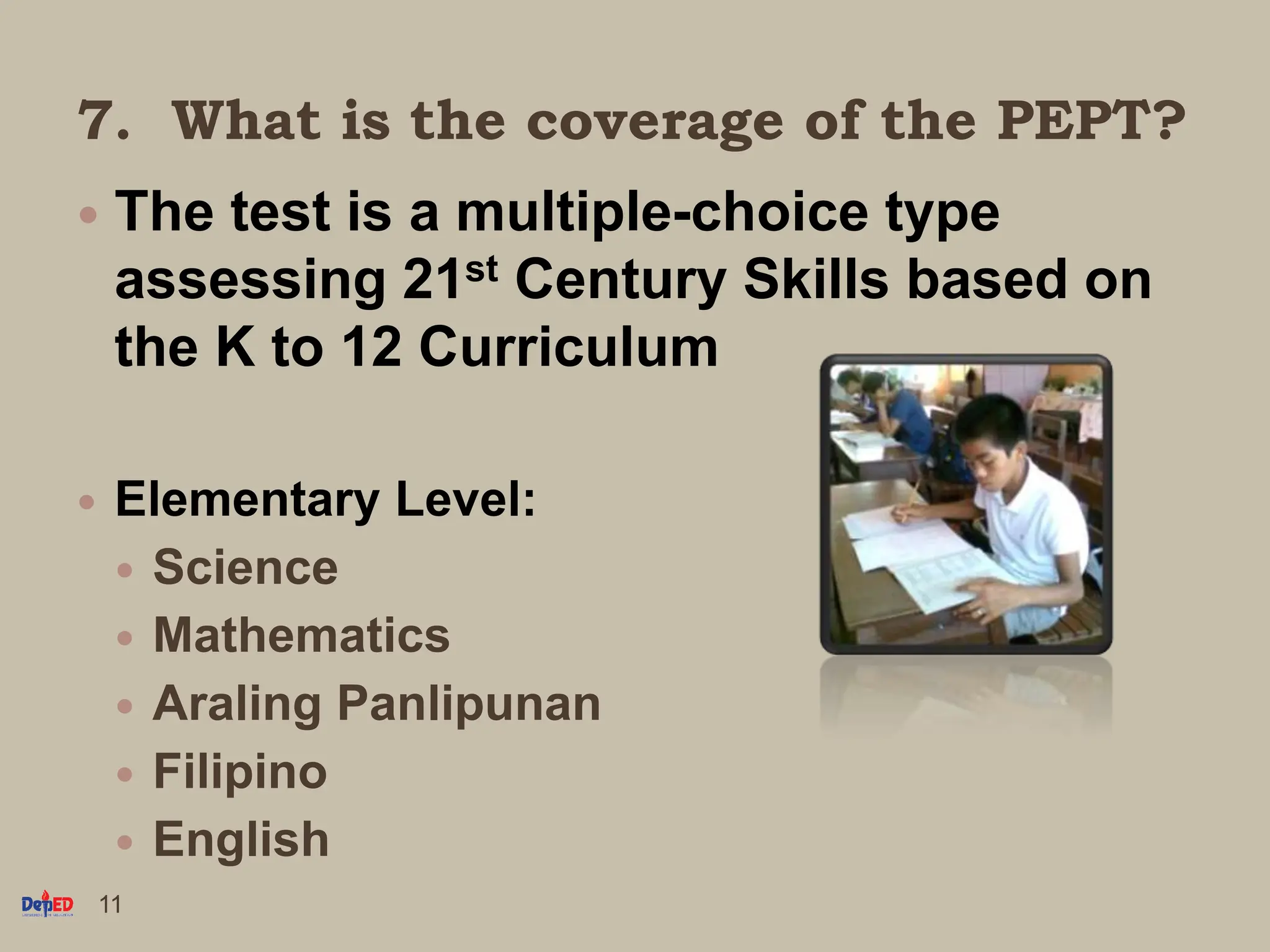 DEPARTMENT OF EDUCATION 2016 PEPT _PLACEMENT TEST | PPTX
