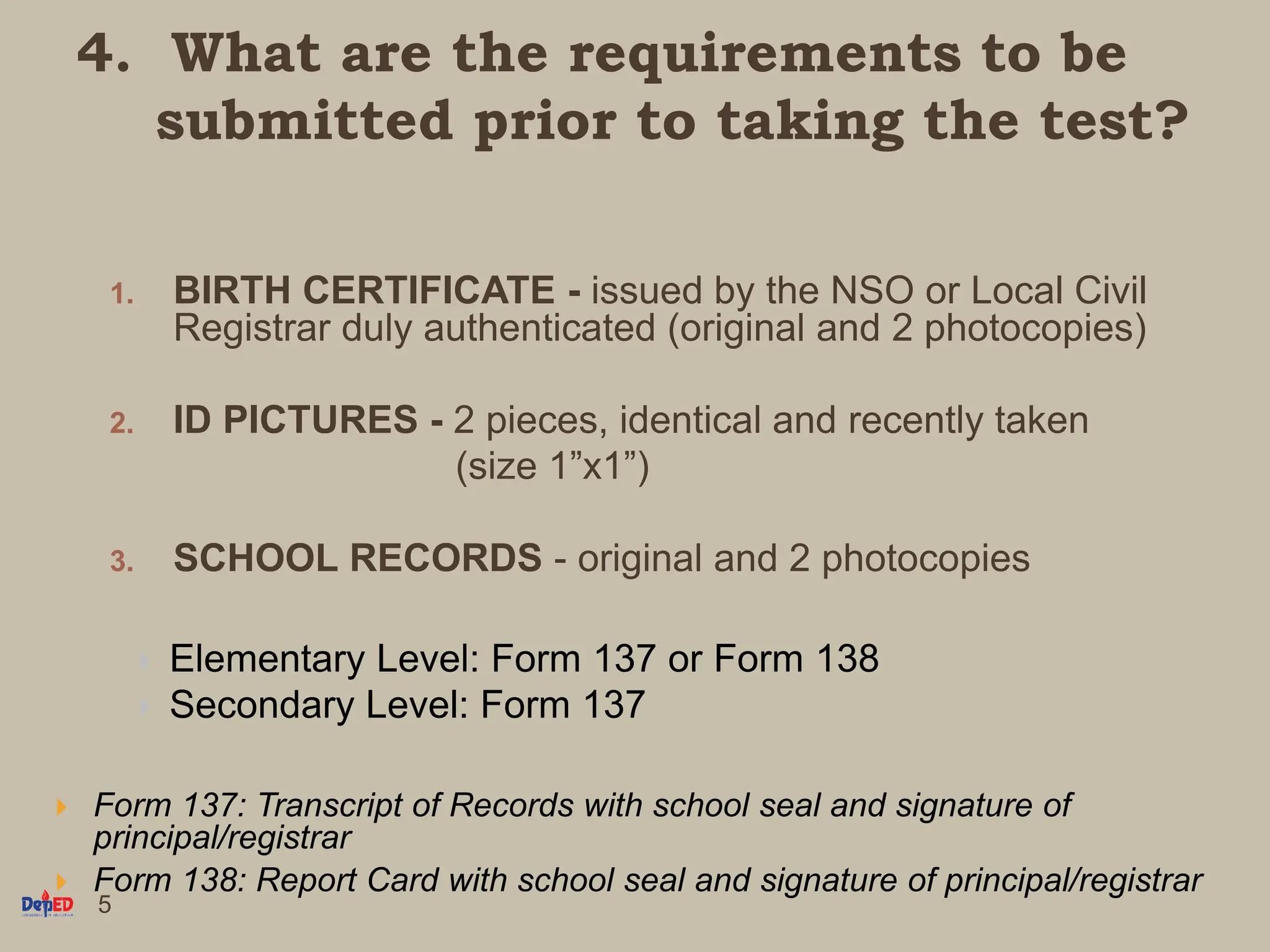 DEPARTMENT OF EDUCATION 2016 PEPT _PLACEMENT TEST | PPTX