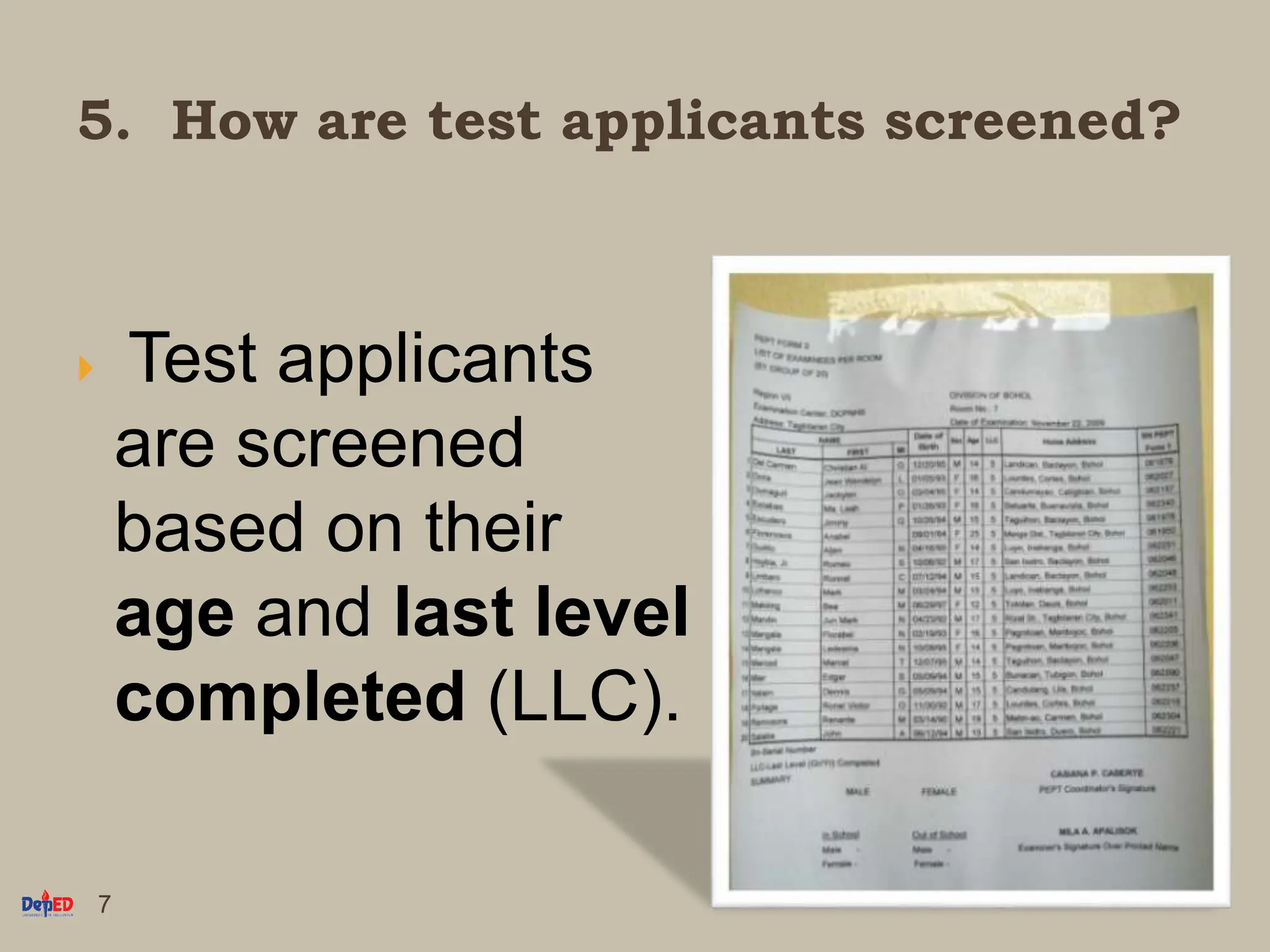 DEPARTMENT OF EDUCATION 2016 PEPT _PLACEMENT TEST | PPTX