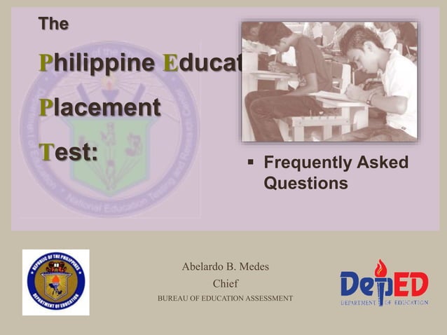 DEPARTMENT OF EDUCATION 2016 PEPT _PLACEMENT TEST | PPTX | Standardized ...