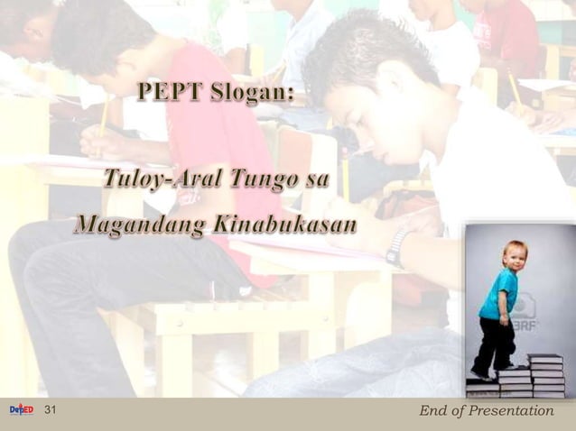 DEPARTMENT OF EDUCATION 2016 PEPT _PLACEMENT TEST | PPTX | Standardized ...