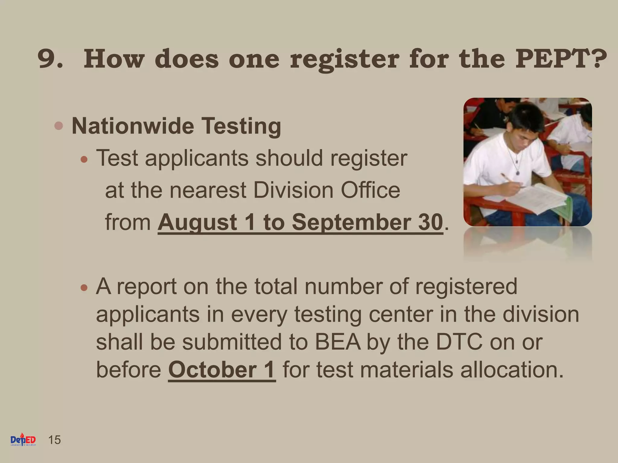 3 2016 pept overview - philippine educational placement test | PPTX