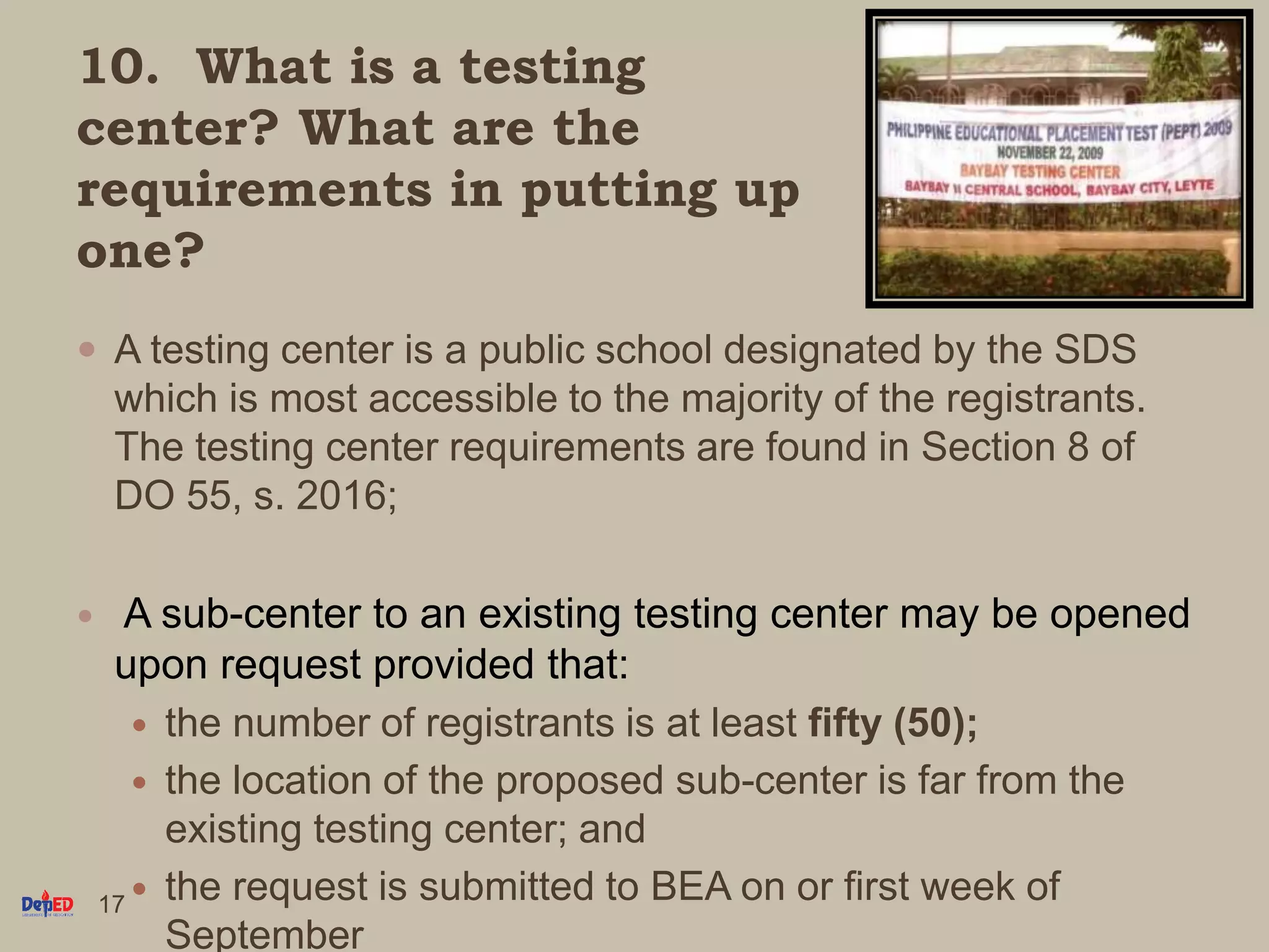 3 2016 pept overview - philippine educational placement test | PPTX