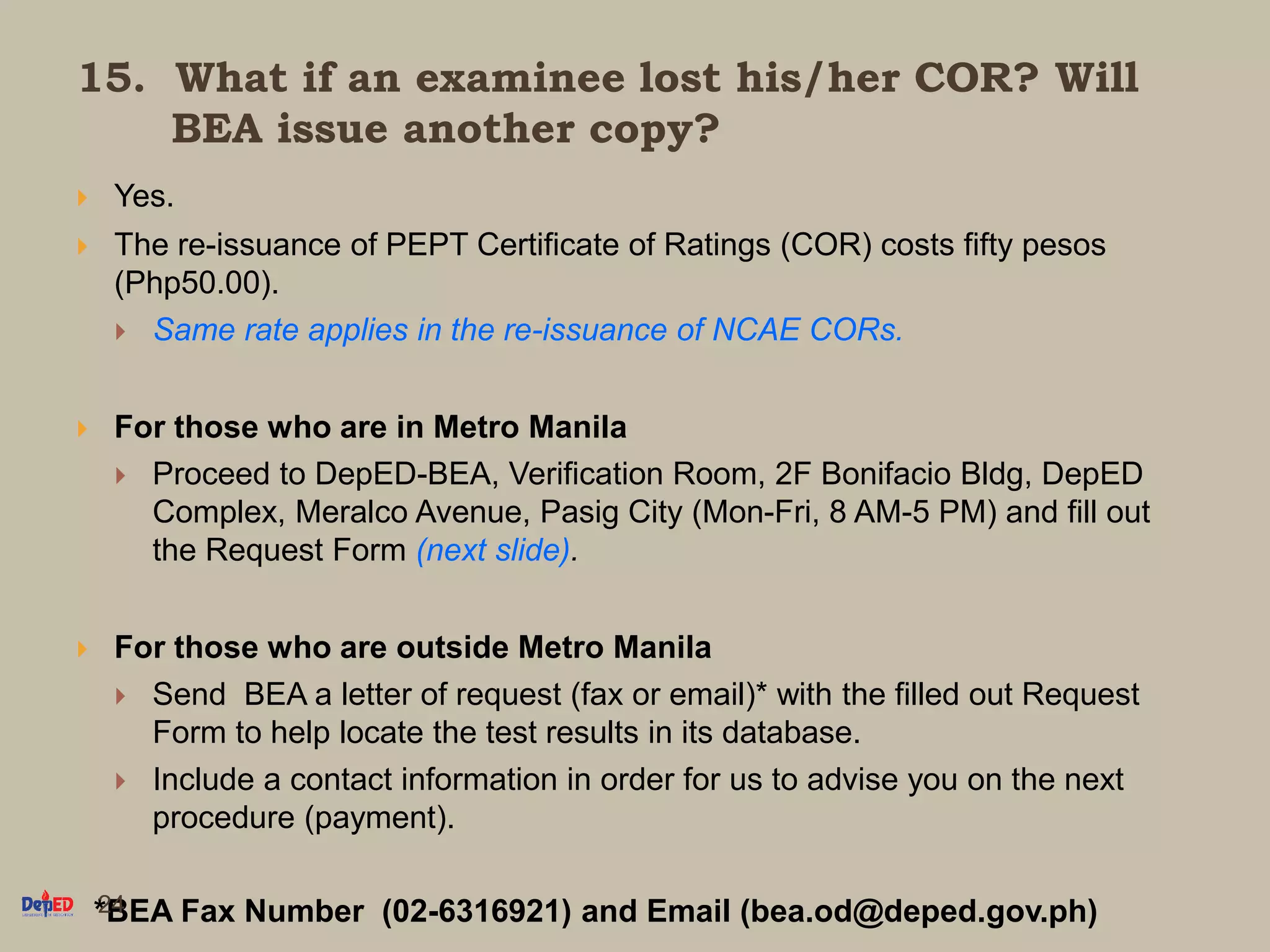 3 2016 pept overview - philippine educational placement test | PPTX