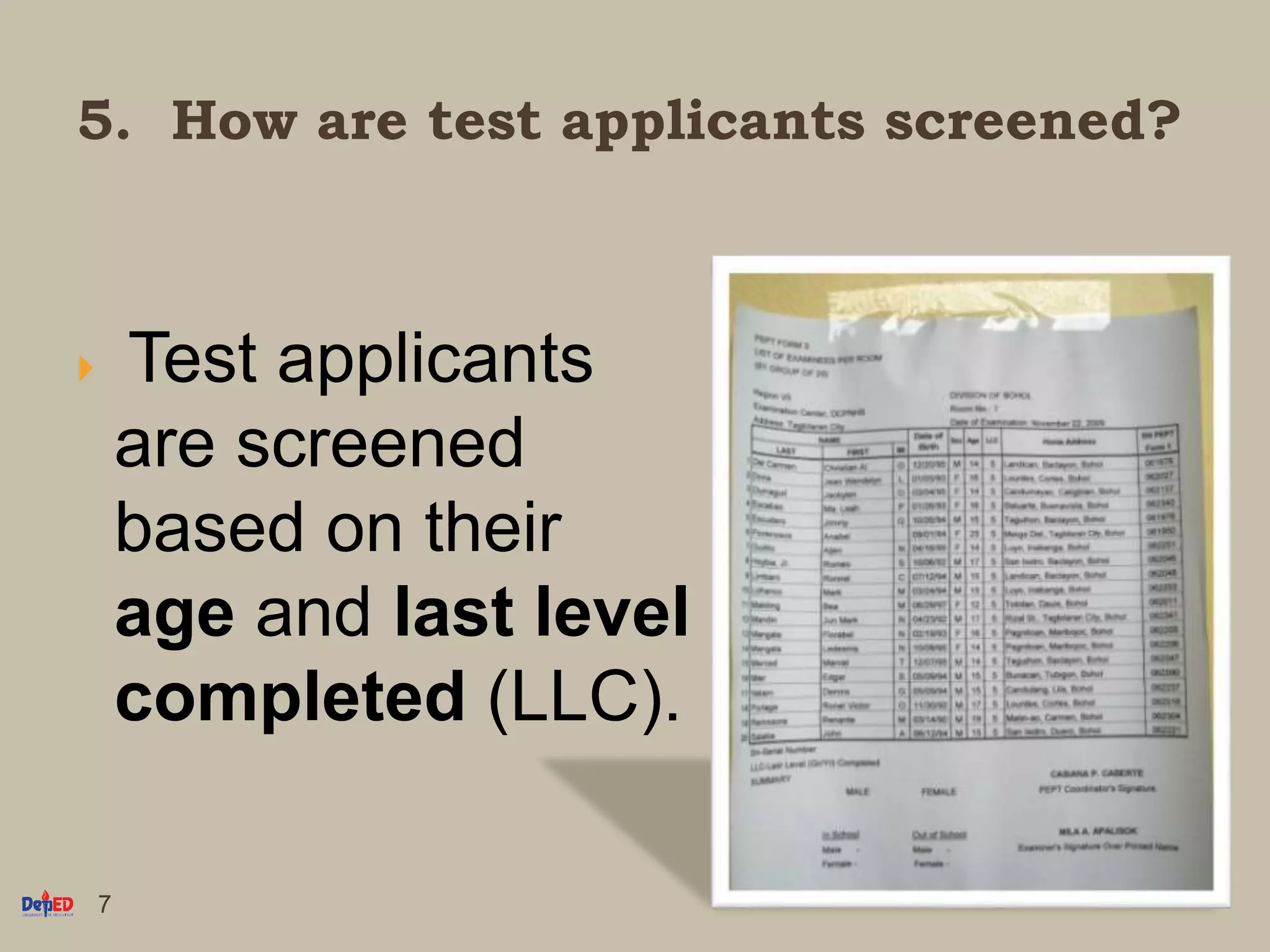 3 2016 pept overview - philippine educational placement test | PPTX