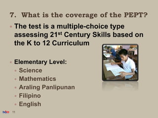 3 2016 pept overview - philippine educational placement test | PPTX
