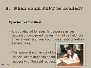 3 2016 pept overview - philippine educational placement test | PPTX