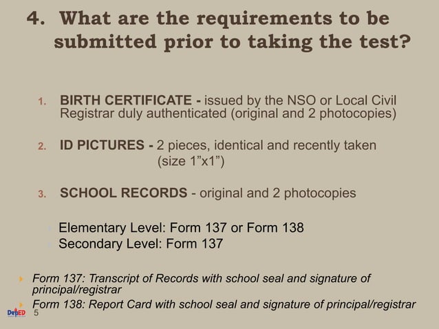 3 2016 pept overview - philippine educational placement test | PPTX