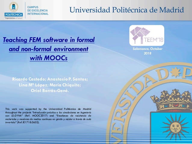 Teaching FEM software in formal and non-formal environment with MOOCs | PPT