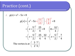 3.1 Quadratic Functions and Models | PPT