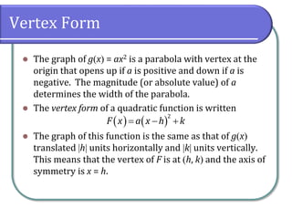 3.1 Quadratic Functions and Models | PPT