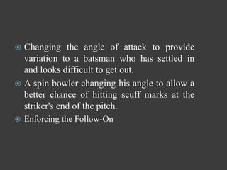 Tactical concepts applicable to the game of cricket | PPTX
