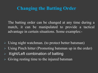 Tactical concepts applicable to the game of cricket | PPTX