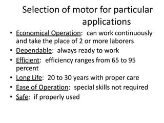 Stablitiy, classification and selection of motor | PDF