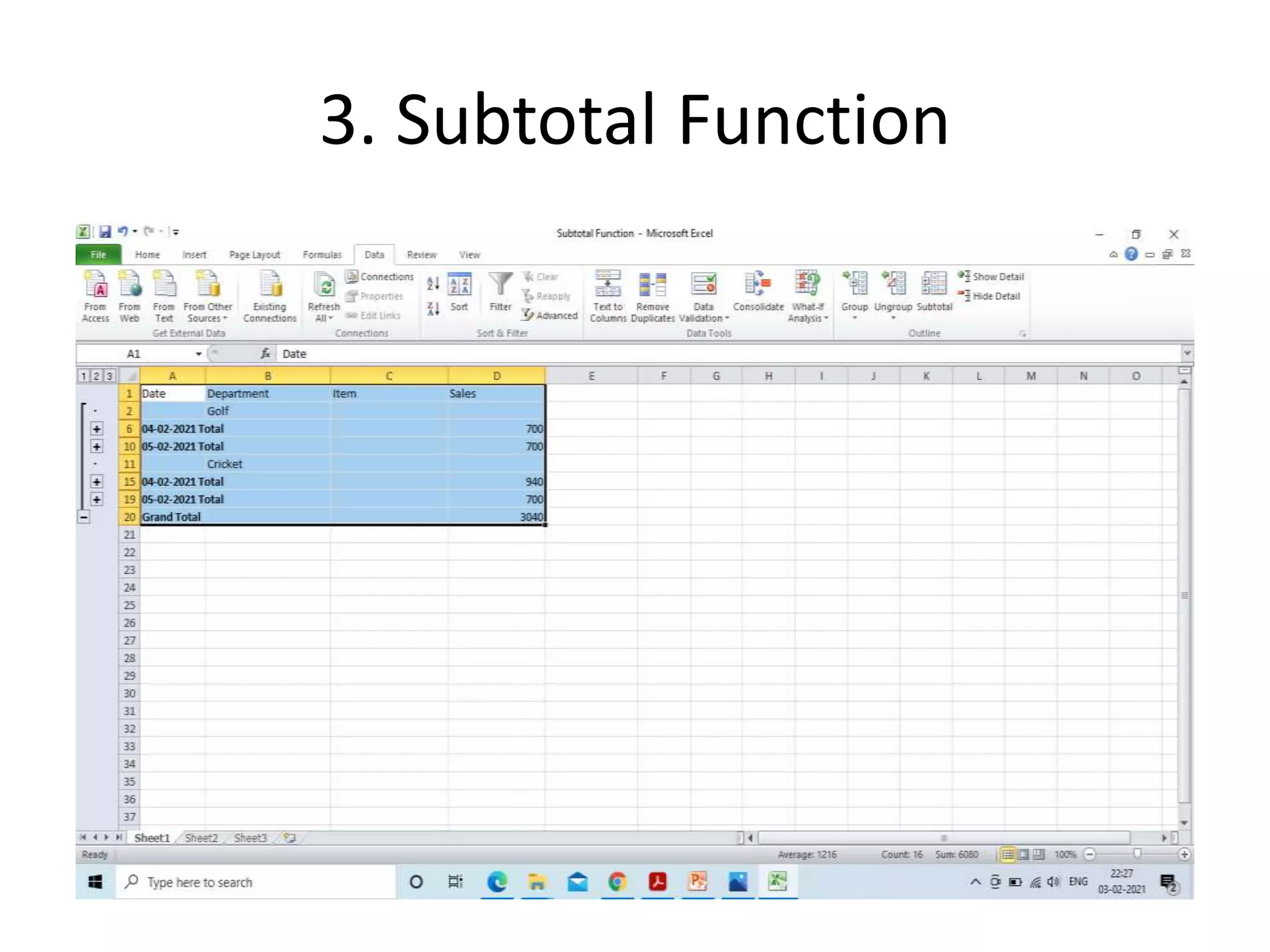 3 Subtotal Function In Excel Pdf