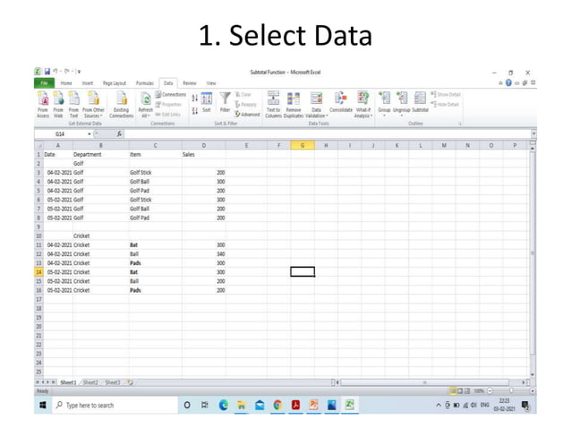 3. subtotal function in excel | PDF